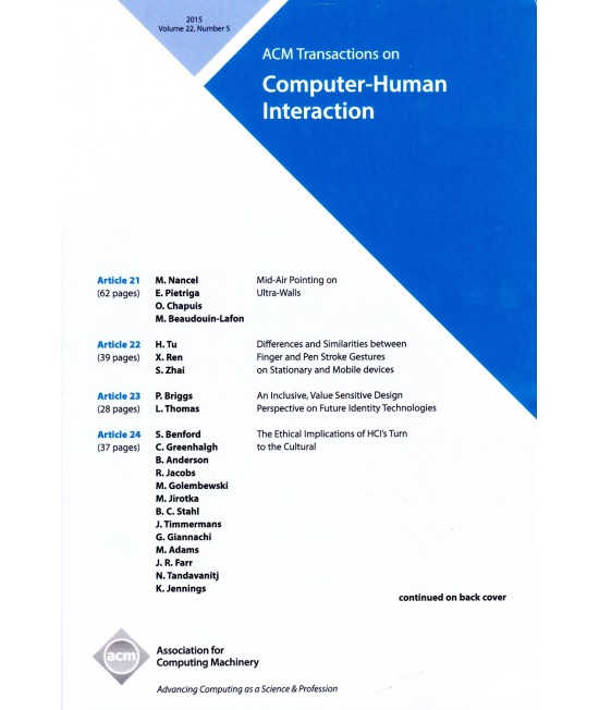Transactions On Computer Human Interaction Philippine Distributor Of Magazines Books